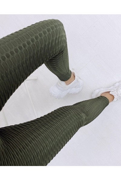 Mrthan Petek Desen Toparlayıcı Spor Tayt 80CM