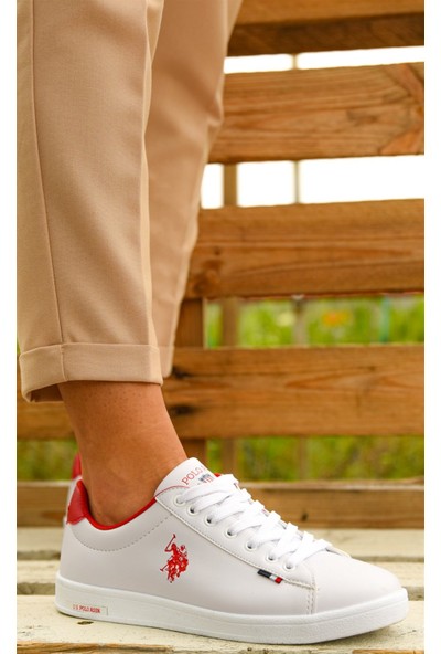 U.s. Polo Assn. Franco Kadın Sneaker Spor Ayakkabı Beyaz Kırmızı V1