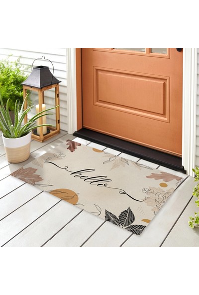 Hediye Sepeti Yaprak Desenli Hello Yazılı Kapı Önü Paspas Hediye Sepeti Yaprak Desenli Hello Yazılı Kapı Önü Paspas