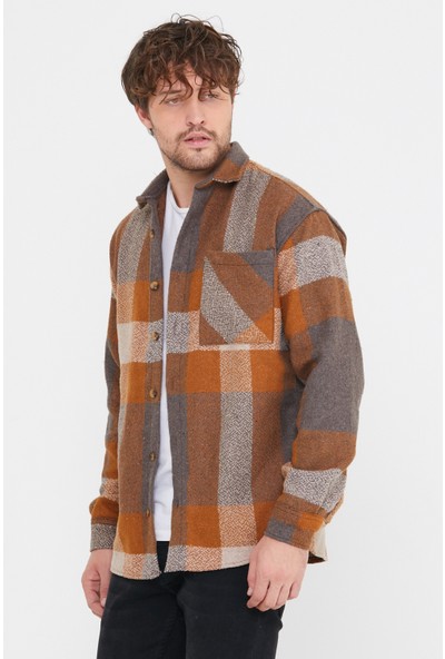 Mero Life Erkek Taba Oversize Tek Cepli Kareli Pamuklu Kalın Kumaş Oduncu Gömleği Mero Life Erkek Taba Oversize Tek Cepli Kareli Pamuklu Kalın Kumaş Oduncu Gömleği