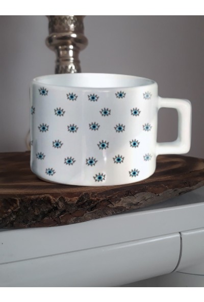 Home Store Mavi Çoklu Göz Tasarım Baskılı Çay-Kahve Fincanı