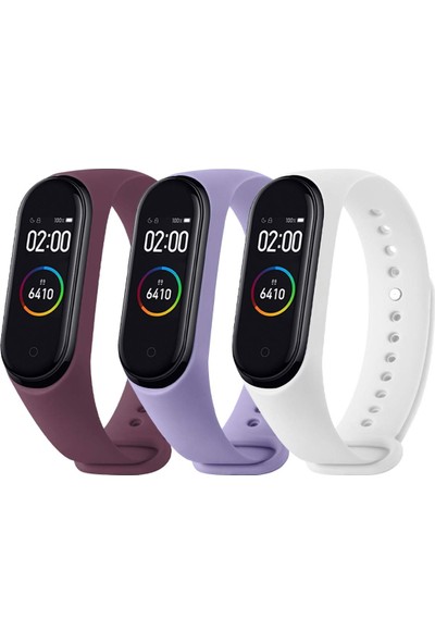 I'M Watch Xiaomi mi Band 3 ve Mi Band 4 Uyumlu 3'lü Kordon Seti Bordo Lila Beyaz I'M Watch Xiaomi mi Band 3 ve Mi Band 4 Uyumlu 3'lü Kordon Seti Bordo Lila Beyaz