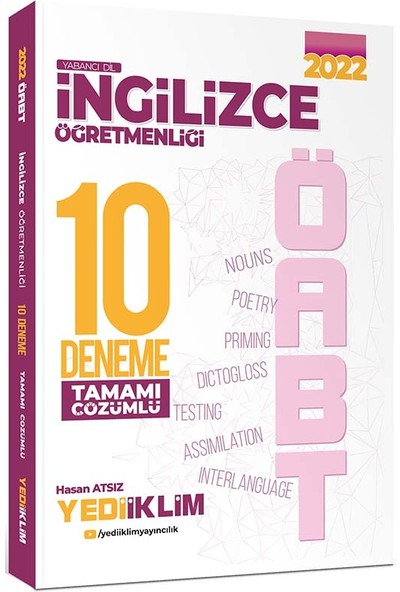 Yediiklim Yayınları 2022 ÖABT Ingilizce Öğretmenliği Tamamı Çözümlü 10 Deneme