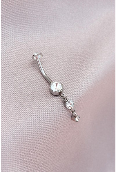 Clariss Gümüş Renk Taşlı Sallantılı 316L Cerrahi Çelik Piercing