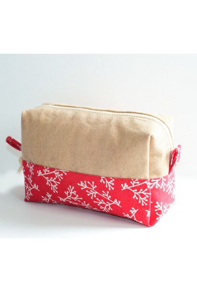 Wolo - Kırmızı - %100 Pamuklu Kumaş Makyaj Çantası
