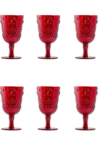 EW's Kitchenware Akrilik Kırmızı 6 Lı Ayaklı Bardak