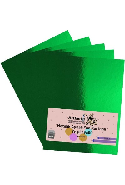 Artlantis Yeşil 35X50 Metalik Aynalı Fon Kartonu 5 Adet 1 Paket Artlantis Aynalı Metalik Fon Kartonu Artlantis Yeşil 35X50 Metalik Aynalı Fon Kartonu 5 Adet 1 Paket Artlantis Aynalı Metalik Fon Kartonu