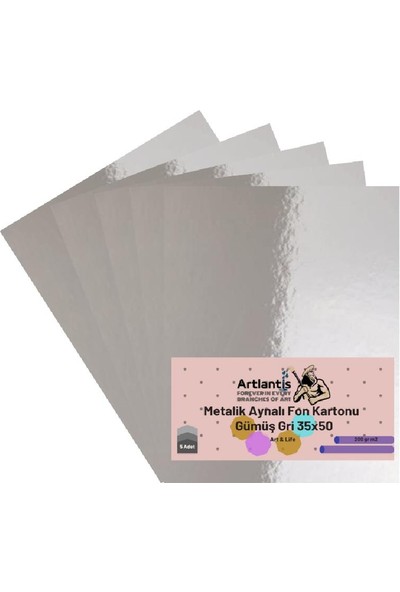 Artlantis Gümüş Gri 35X50 Metalik Aynalı Fon Kartonu 5 Adet 1 Paket Artlantis Aynalı Metalik Fon Kartonu Artlantis Gümüş Gri 35X50 Metalik Aynalı Fon Kartonu 5 Adet 1 Paket Artlantis Aynalı Metalik Fon Kartonu