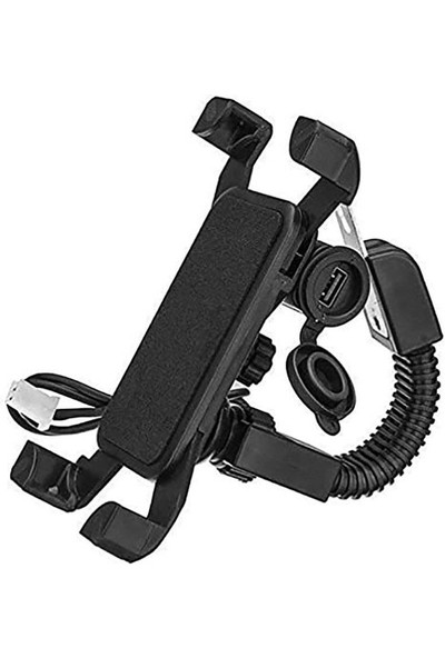 Techmaster Motosiklet Bisiklet Telefon Tutucu Şarj Girişli
