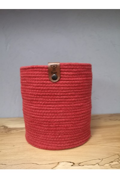 Joyso Kırmızı Renkli Çok Amaçlı Pamuk Ip Sepet 15 x 15 cm