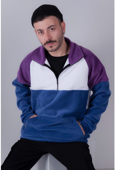 Vatkalimon Kadın Erkek Yarım Fermuarlı Lacivert Mor Beyaz Polar Sweatshirt Vatkalimon Kadın Erkek Yarım Fermuarlı Lacivert Mor Beyaz Polar Sweatshirt