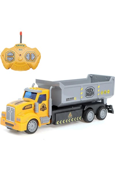 Pop Şeker Uzaktan Kumandalı Işıklı Damperli Kamyon 21 Cm. Oyuncak Gerçekçi Damperli Kamyon