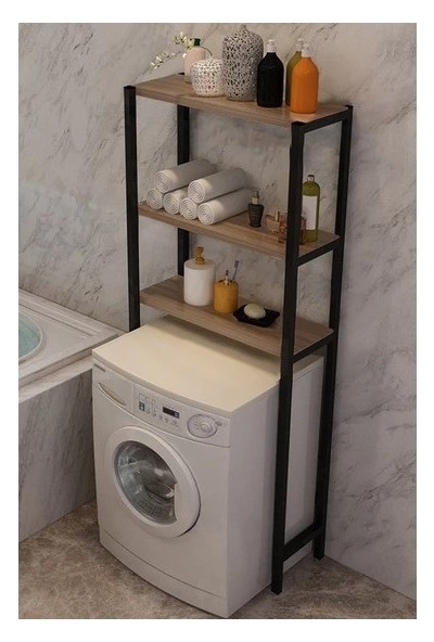 Digital Group Çamaşır Makinesi Üstü Raf Düzenleyici Banyo Rafı Ceviz