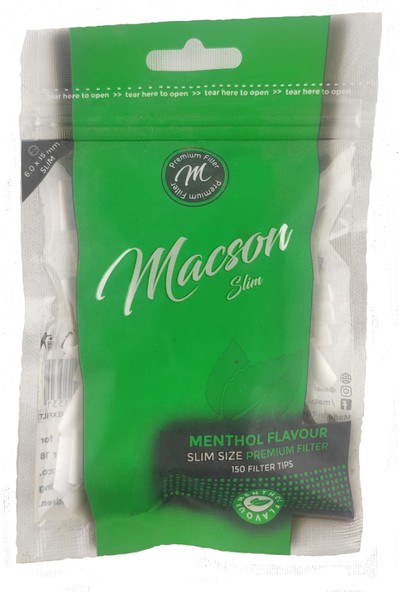Macson Mentollü Slim Premium Tutun Filtresi,sünger Ağızlık Zıvana 6MM*15MM 150X10PAKET=1500ADET Macson Mentollü Slim Premium Tutun Filtresi,sünger Ağızlık Zıvana 6MM*15MM 150X10PAKET=1500ADET