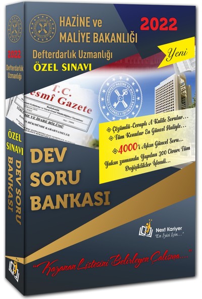 Next Kariyer 2022 Hazine ve Maliye Bakanlığı Defterdarlık Uzmanlığı Özel Sınavı Dev Soru Bankası