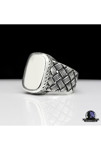 TAJA925 Erkek Gümüş Yüzük ,sade Taşlı Gümüş 925 B1851