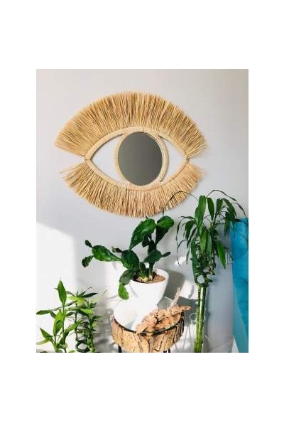 Bohem Dizayn Rafya Göz Ayna Büyük Boy (Orta Çapı 18 Cm) B015 Bohem Dizayn Rafya Göz Ayna Büyük Boy (Orta Çapı 18 Cm) B015