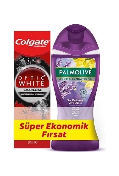 Colgate Optik White Kömür 50 ml + Palmolive Duş Jeli Colgate Optik White Kömür 50 ml + Palmolive Duş Jeli