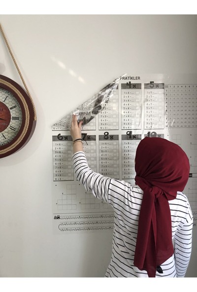 Tutunabilir Kağıt Akıllı Kağıt Çarpım Tablosu + Tahta Silgisi + Kalem 100 x 100 cm