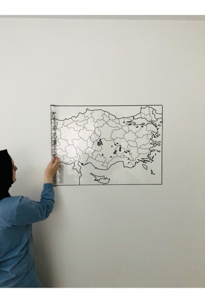 Türkiye Haritası Akıllı Kağıt Tahta 110x56 Cm Yazı Tahtası Kalem Hediyeli Duvara,Cama,Tahtaya Uygulanır