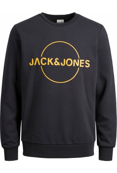 Jack & Jones 12201842_Jcominister SweatCrew Nec O Yaka Uzun Kollu Regular FitDüz Koyu Siyah Erkek S
