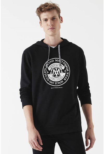 Mavi Erkek Mavi Mühür Logo Baskılı Kapüşonlu Siyah Sweatshirt 065169-900 Mavi Erkek Mavi Mühür Logo Baskılı Kapüşonlu Siyah Sweatshirt 065169-900