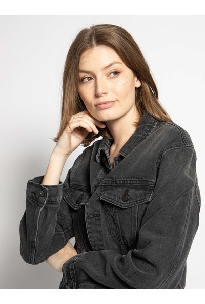 Ltb Alberta Black Feather Wash Kadın Jean Ceket