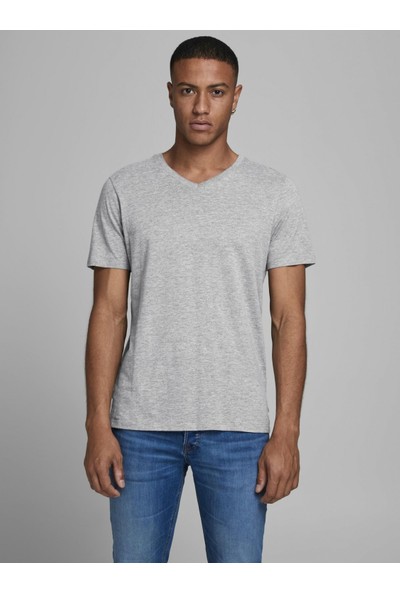 Jack & Jones Jack Jones T-Shirt Jjeplain Ss V Neck 12136713-Lgm Jack & Jones Jack Jones T-Shirt Jjeplain Ss V Neck 12136713-Lgm
