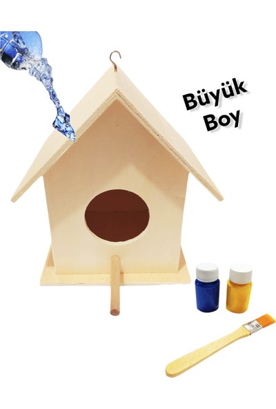 Değerli Hobi Ahşap Kuş Yuvası Dış Mekan Suya Dayanıklı Büyük Boy 2 Adet Boya + Fırça Değerli Hobi Ahşap Kuş Yuvası Dış Mekan Suya Dayanıklı Büyük Boy 2 Adet Boya + Fırça