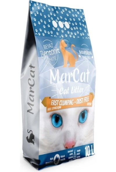 MarCat Kedi Kumu Marsilya Sabunlu Süper Topaklaşan Bentonit Kedi Kumu 10LT