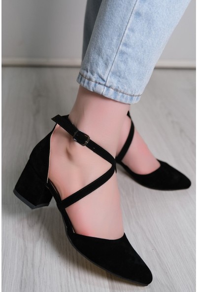 Bernam Butik 5 cm Topuklu Ayakkabı Süetsiyah