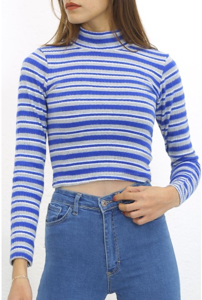 Bernam Butik Yarım Balıkçı Çizgili Body Saks Bernam Butik Yarım Balıkçı Çizgili Body Saks