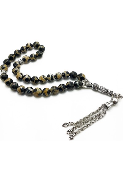 Bee One Renkli Akik Taşlı Gümüş Kaplama Tesbih cs92