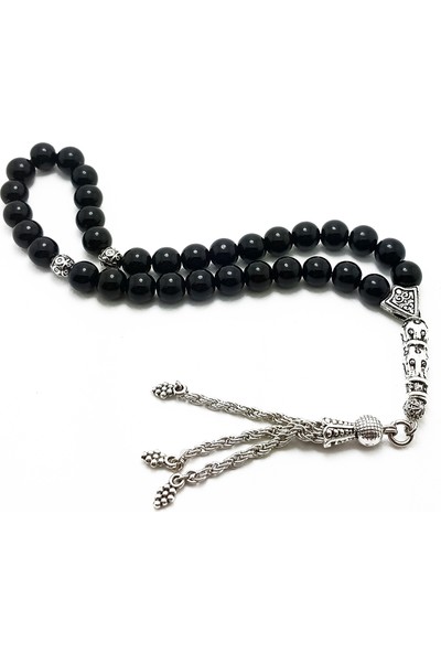 Bee One Oniks Taşlı Gümüş Kaplama Tesbih cs96