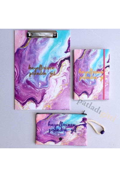 Patladı Gitti Hayallerinin Peşinden Git Tasarımlı Sekreterlik Defter Kalemlik Seti Patladı Gitti Hayallerinin Peşinden Git Tasarımlı Sekreterlik Defter Kalemlik Seti