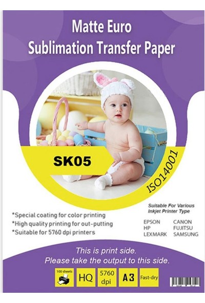 Matte A3 Matte-Euro Transfer Kağıdı Sert ve Polyester