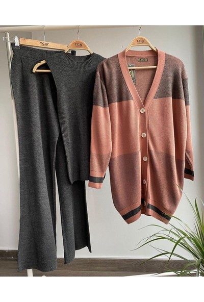 Modayseli Içlikli Triko Takım Üçlü Kombin
