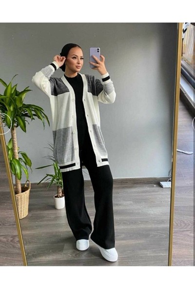 Modayseli Içlikli Triko Takım Üçlü Kombin