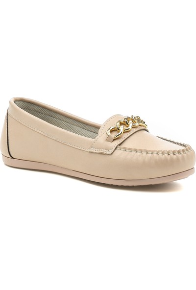 Miss F DS21071T 2fx Bej Kadın Loafer Ayakkabı