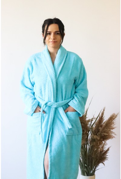 Tavas Organik Unisex Turkuaz Lüx Pamuklu Süper Su Emici Banyo Havlu Bornoz