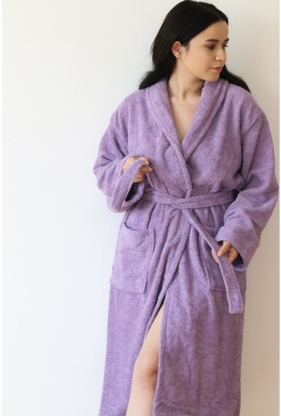 Tavas Organik Unisex Mor Lüx Pamuklu Süper Su Emici Banyo Havlu Bornoz