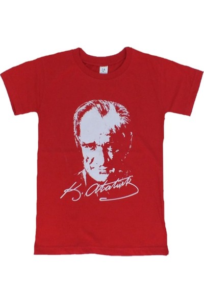 HMZ Kırmızı Çocuk Atatürk Baskılı Kısa Kol T-Shirt
