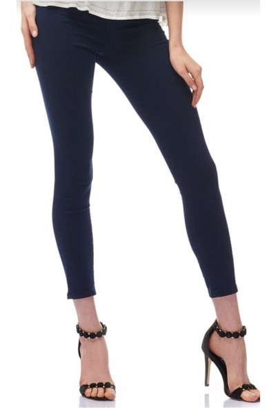 HMZ Kadın Dar Paça Likralı Keten Lacivert Okul Pantolonu