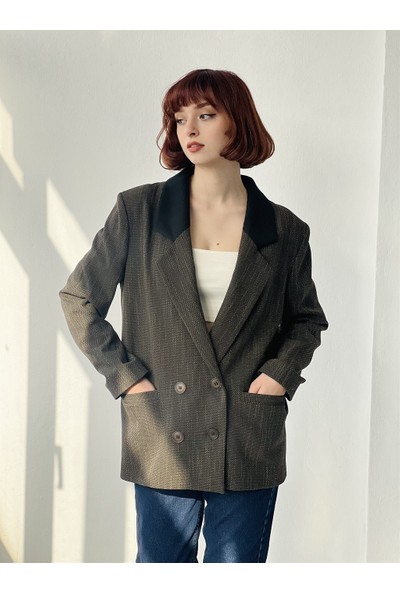Retrobird Dört Düğmeli Retro Model Blazer Ceket Kadın Kahverengi Retrobird Dört Düğmeli Retro Model Blazer Ceket Kadın Kahverengi