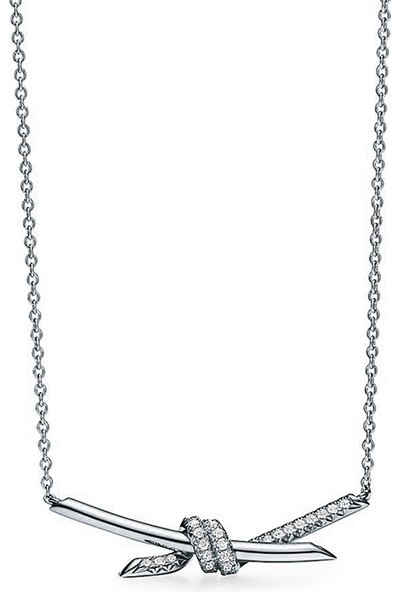 Qielle 925 Ayar Gümüş Knot Beyaz Zirkon Taşlı Gümüş Kolye