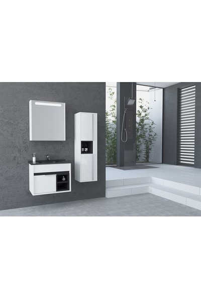 Netdeko Napoli 65 cm Siyah Lavabolu Banyo Dolabı- Beyaz/antrasit (Boy Dolap Hariç ) Netdeko Napoli 65 cm Siyah Lavabolu Banyo Dolabı- Beyaz/antrasit (Boy Dolap Hariç )