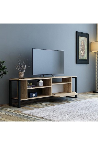 Kzy Mobilya Neptün Demir Tv Ünitesi Atlantik Çam