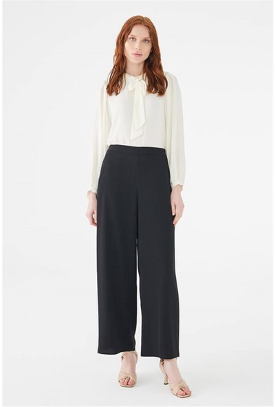 Zühre Bol Paça Siyah Pantolon P-0013