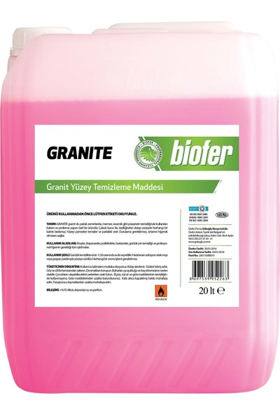 Biofer Granite Granit Yüzey Temizleme Maddesi 20 kg Biofer Granite Granit Yüzey Temizleme Maddesi 20 kg