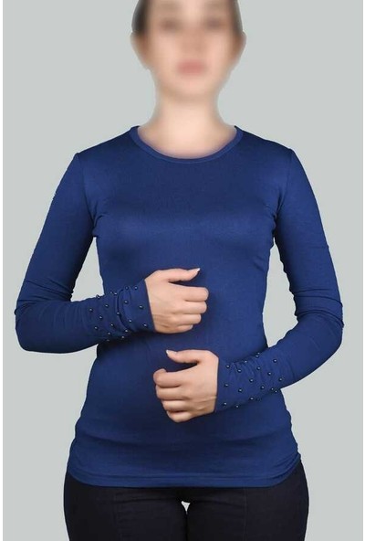 Al-Tobeh Boncuklu Uzun Kollu Body (Beden 1) - Koyu Mavi Al-Tobeh